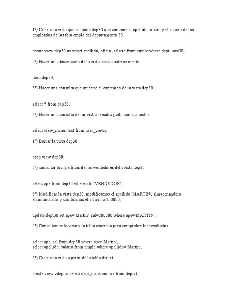 Ejercicios Vistas Resueltos | PDF