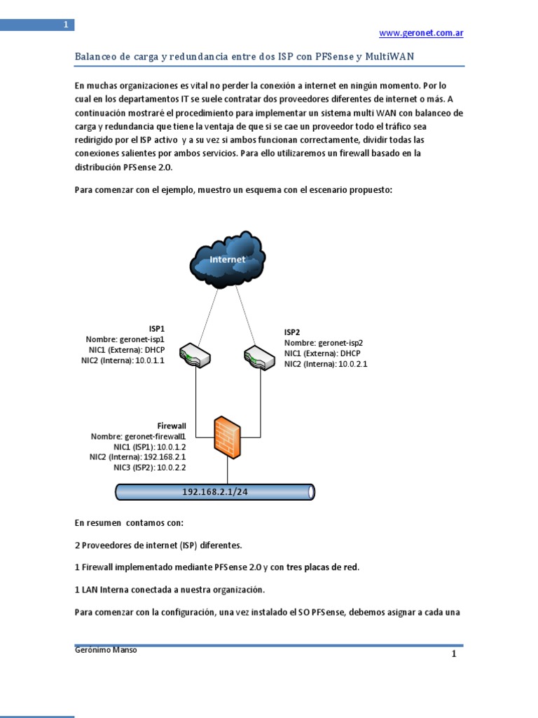 PFSense MultiWan Redundacia y Balanceo de Cargas | PDF | Cortafuegos ...