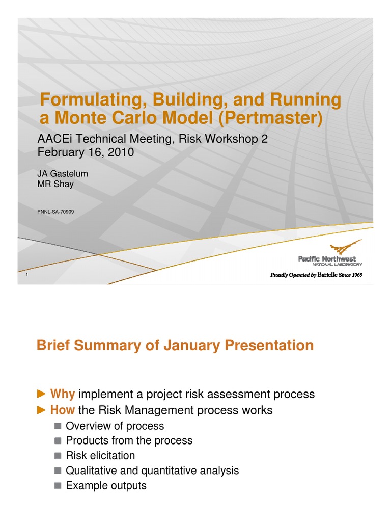 Formulating, Building, and Running A Monte Carlo Model (Pertmaster ...