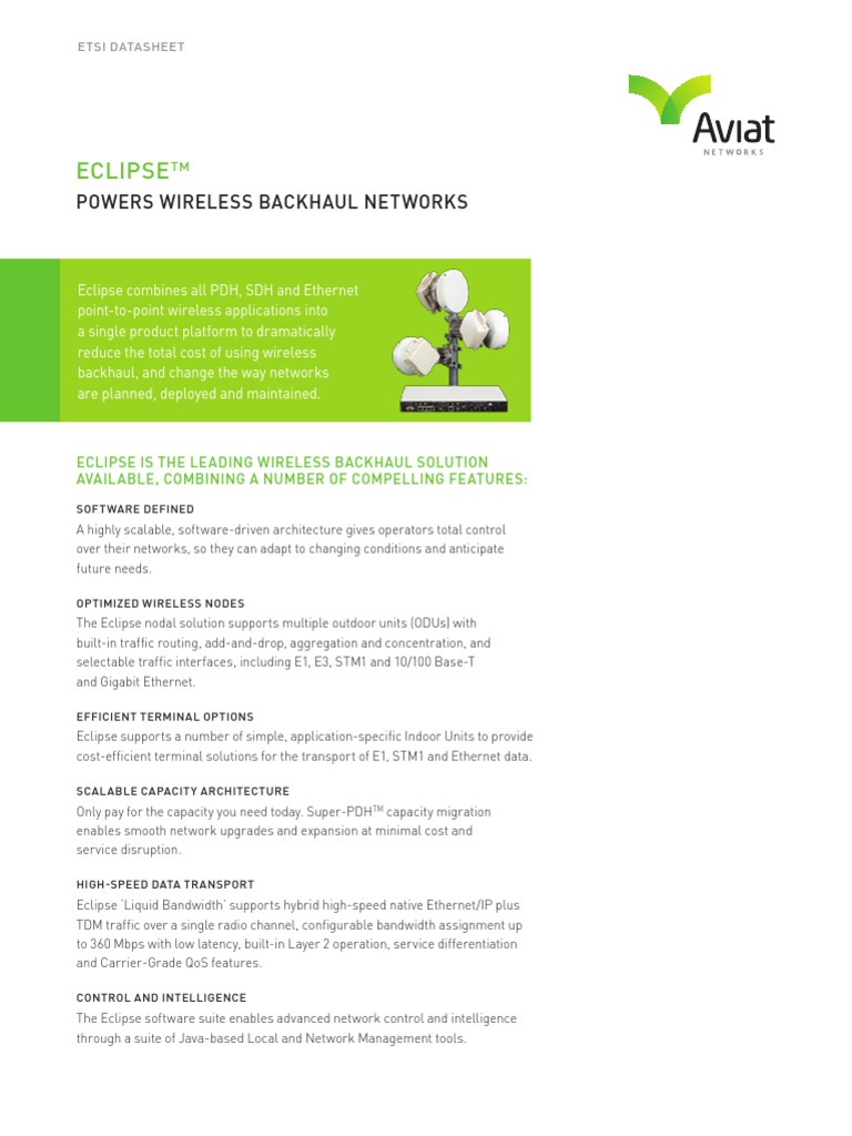 Aviat Eclipse Platform Data Sheet ETSI | PDF | Electrical Connector | Coaxial Cable