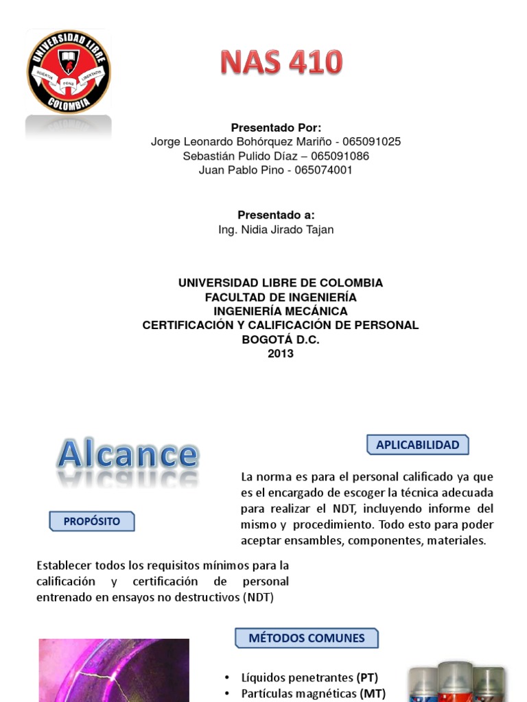 Certificación NAS 410 en NDT | PDF | Prueba (evaluación) | Sicología