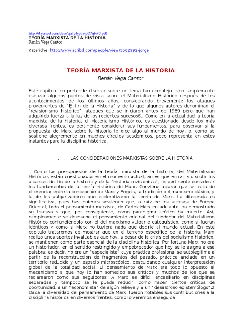 Teoría Marxista de La Historia | PDF | Karl Marx | marxismo