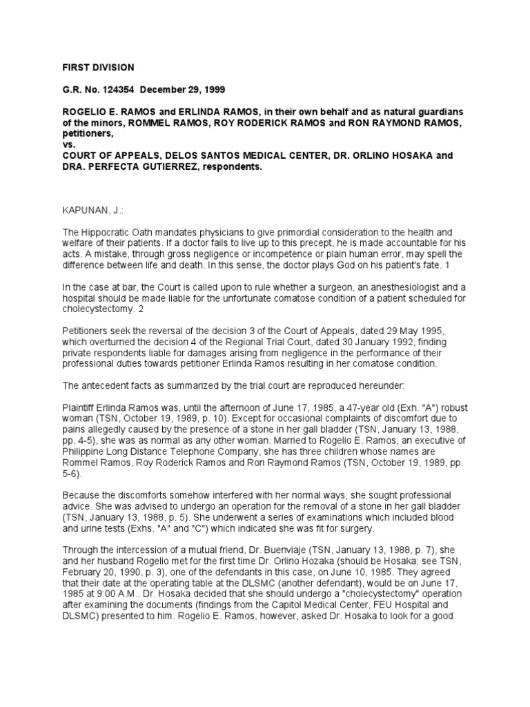 ROGELIO E. RAMOS and ERLINDA RAMOS, in their own behalf and as natural ...