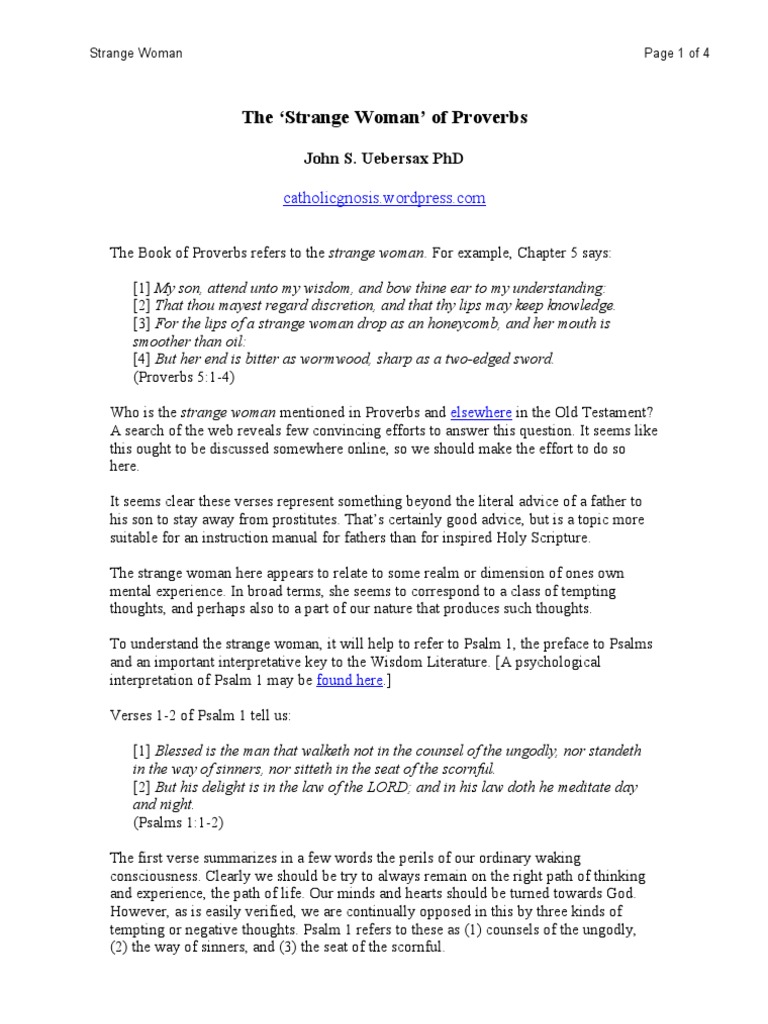 The 'Strange Woman' of Proverbs | PDF | Analytical Psychology | Wisdom