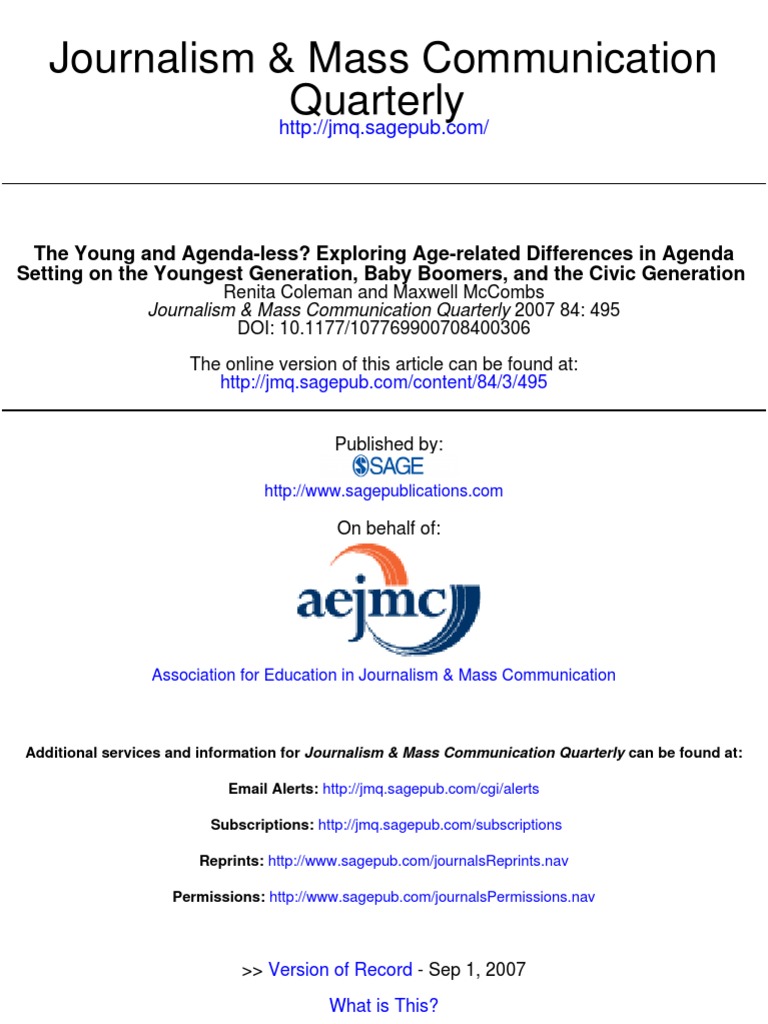 Quarterly Journalism & Mass Communication | PDF | Mass Media | Public ...