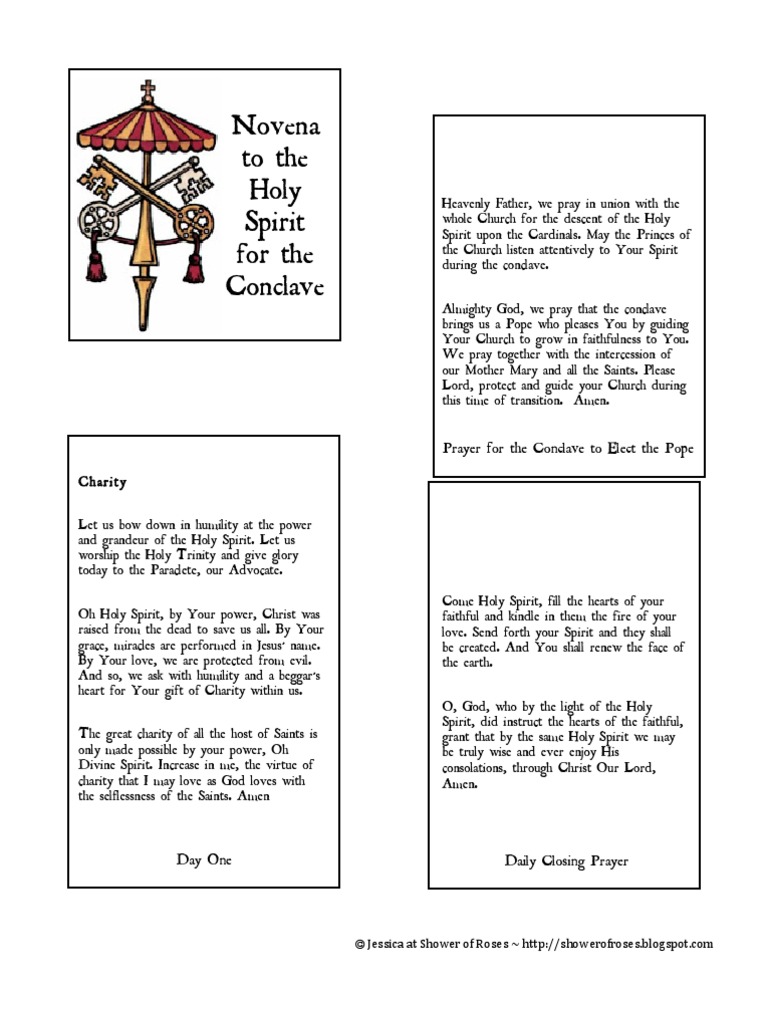 Novena To The Holy Spirit For The Conclave | PDF | Jesus | Prayer