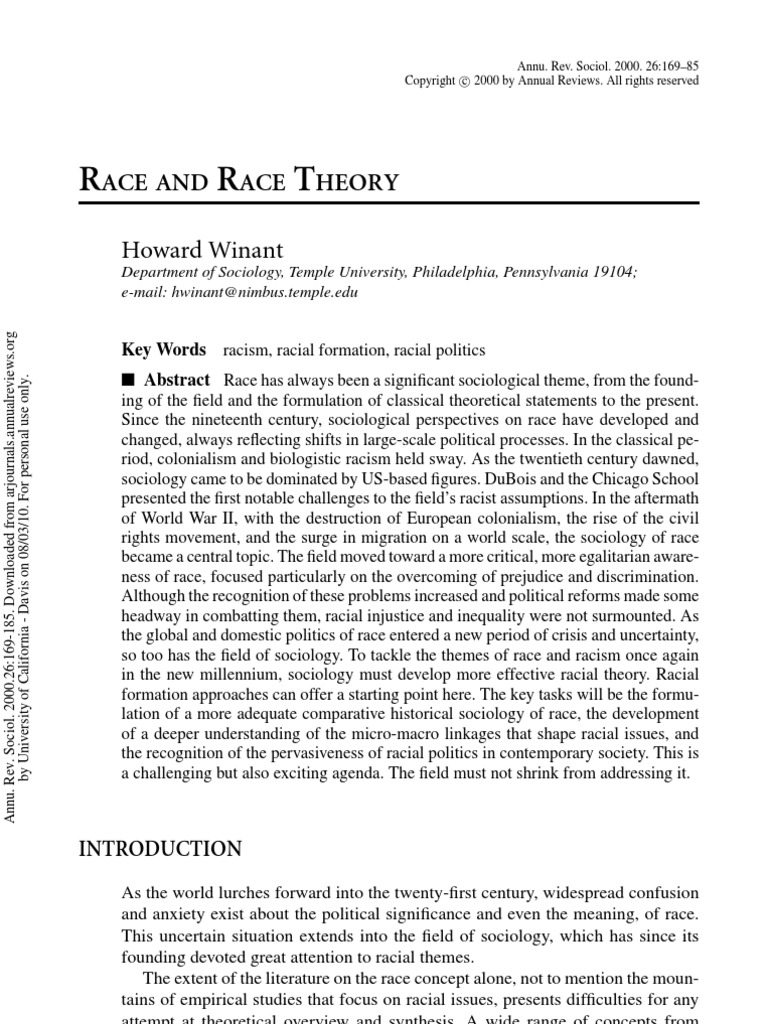 Ace and ACE Heory: Howard Winant | PDF | Race (Human Categorization ...