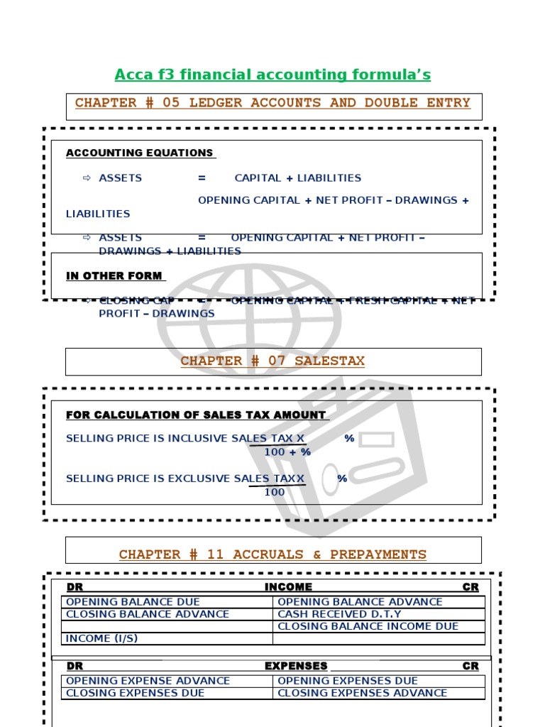 Acca f3 Financial Accounting Formula | Equity (Finance) | Leverage ...