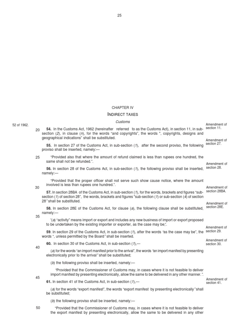 Amendment of Section 46.: Customs | PDF | License | Customs