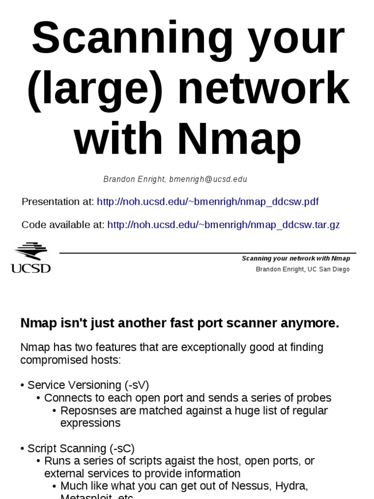 Scanning Your (Large) Network With Nmap: Presentation At: Code ...