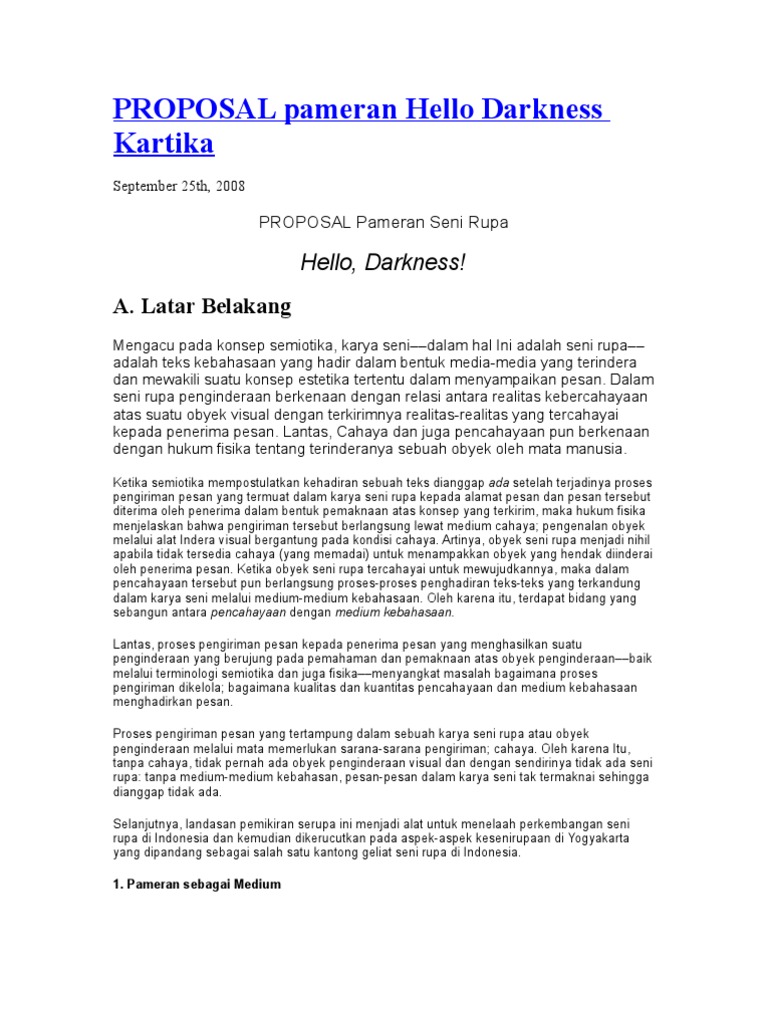 PROPOSAL Pameran Hello Darkness Kartika | PDF