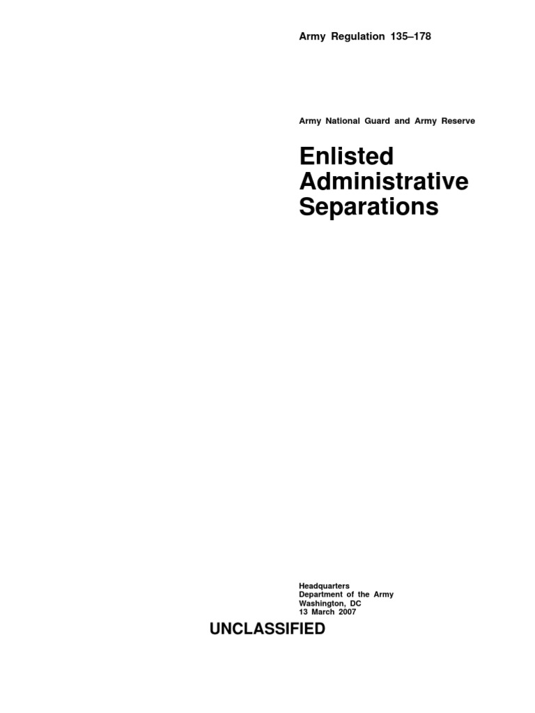 Ar 135-178 Enlisted Administrative Separations | PDF | Military ...
