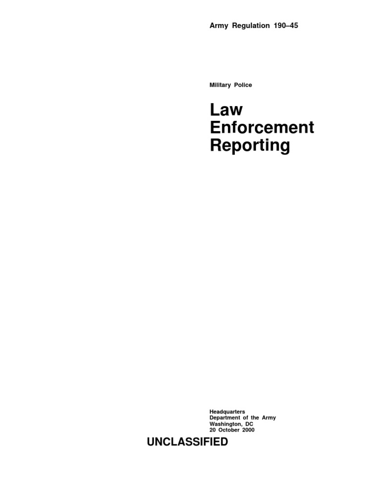 Army Regulation 190-45 Overview | PDF | Criminal Record | Military Police
