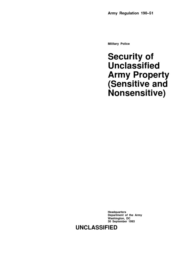 Ar 190-51 - Security of Unclassified Army Property | PDF | United ...