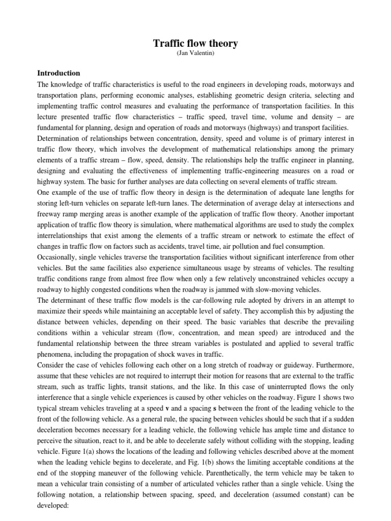 Traffic Flow Theory: (Jan Valentin) | PDF | Controlled Access Highway ...