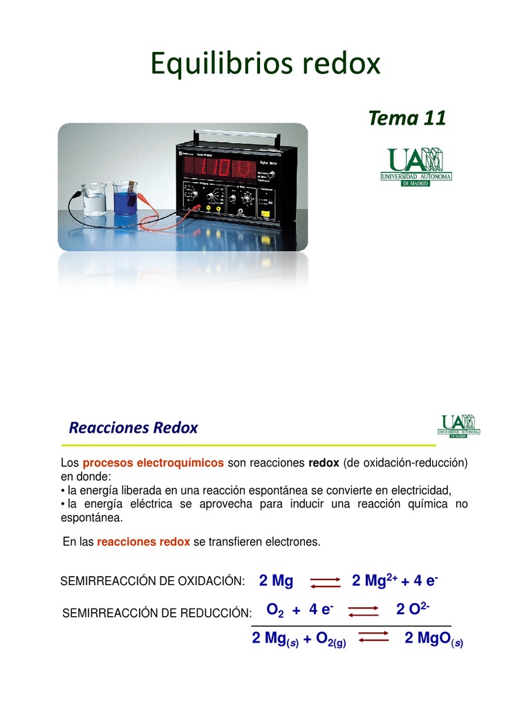 Tema Equilibrios Redox | PDF | Redox | Electroquímica