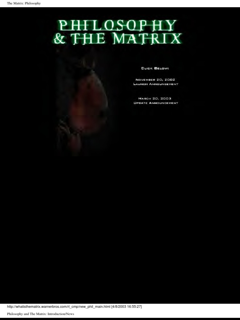 Philosophy & The Matrix | PDF | Philosophy | Young Adult