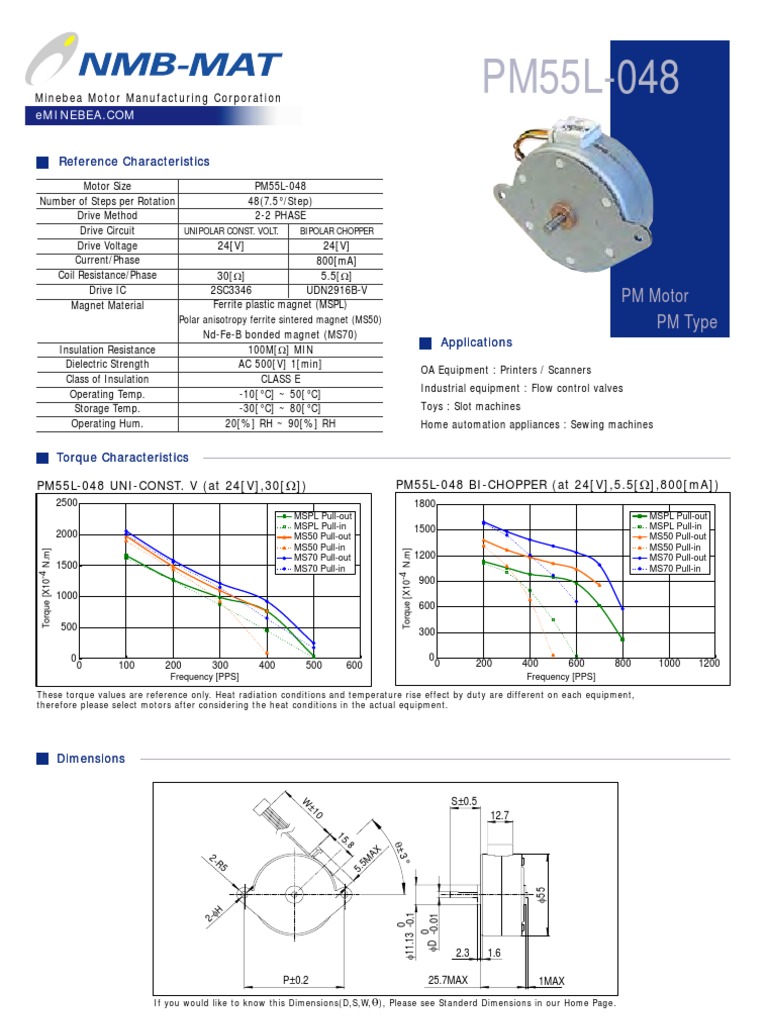 Datasheet Motor PM55L 048 HPG9 | PDF | Magnet | Electric Motor