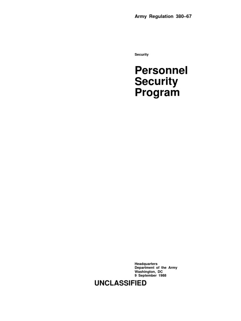 Ar 380-67 - Personnel Security | PDF