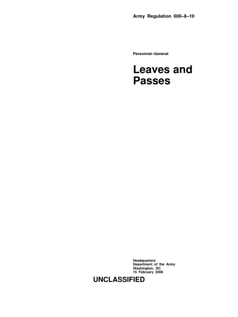 Ar 600-8-10 Leaves and Passes | PDF | United States Department Of ...
