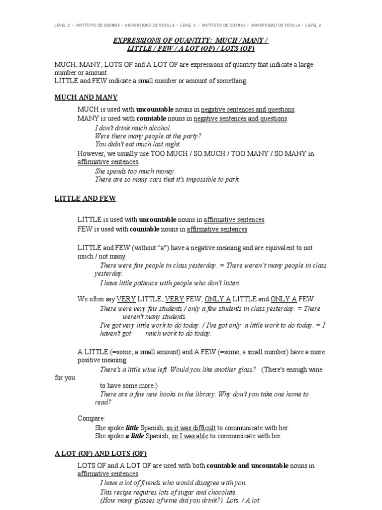 QUANTIFIERS | PDF | Noun | Grammar