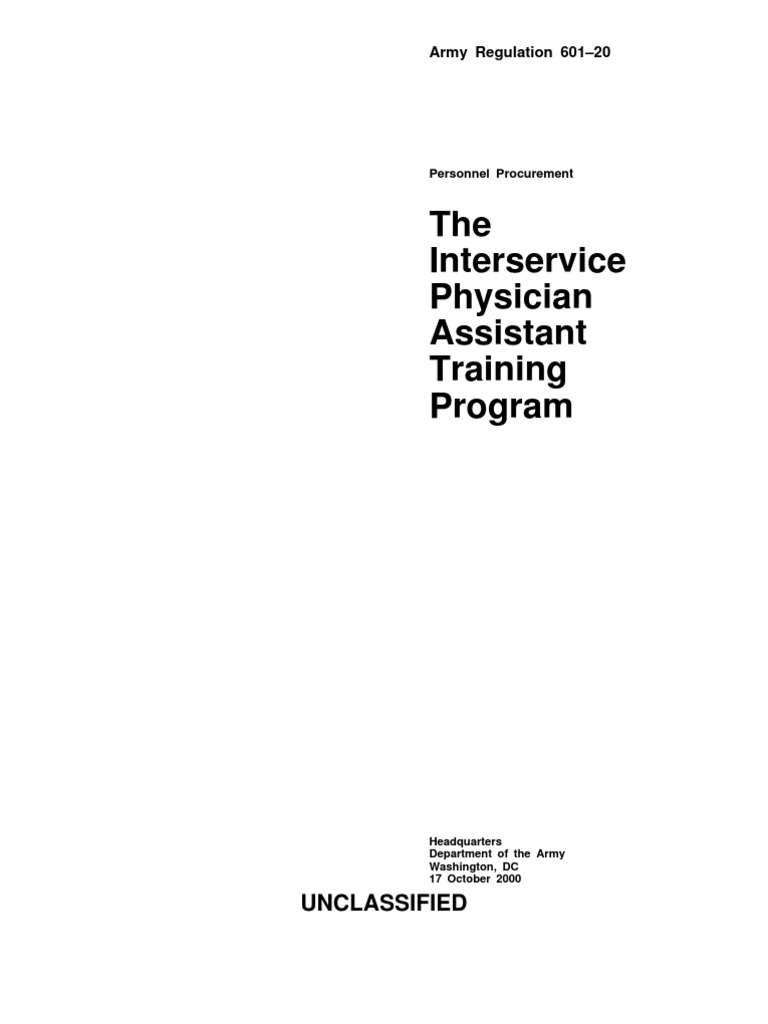 Ar 601-20 The Interservice Physician Assistant Training Program | PDF | Officer (Armed Forces ...