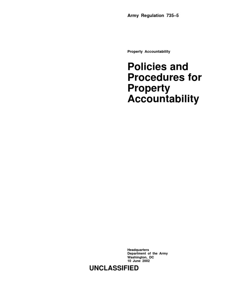 Ar 735-5 - Property Accountability | PDF | United States Department Of ...