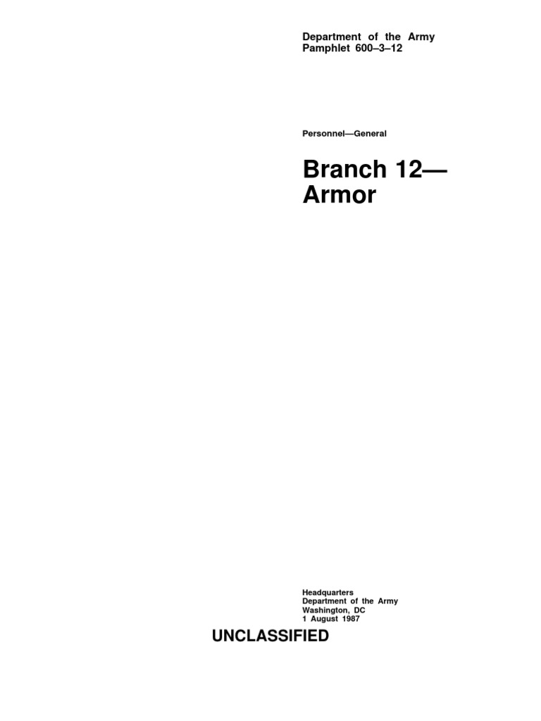 Da Pam 600-3-12 - Armor | PDF | Cavalry | Armoured Warfare