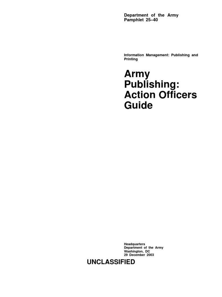 Dapam 25-40 Action Officers Guide | PDF