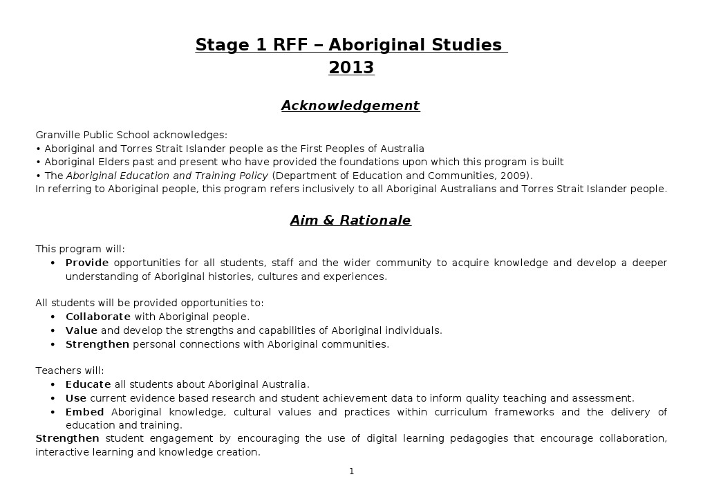 RFF Aboriginal Studies Curriculum Guide | PDF | Indigenous Australians ...