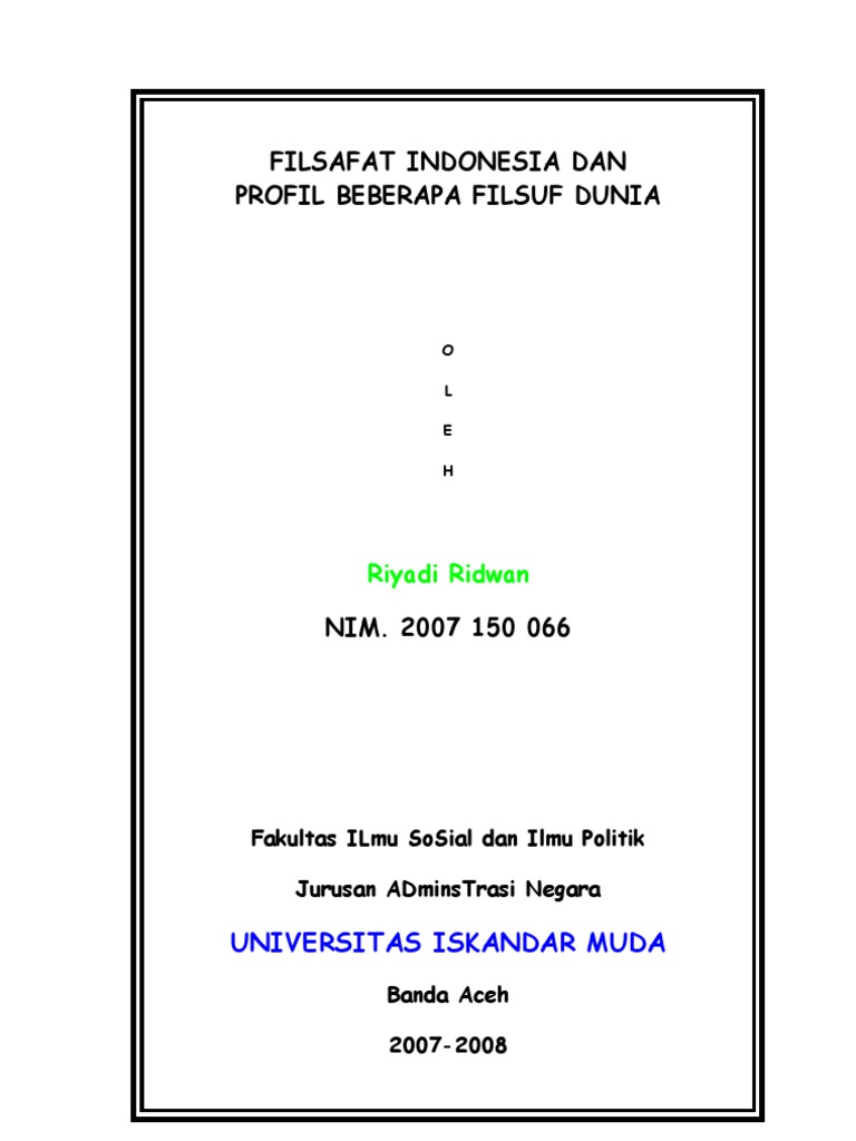 Filsafat Indonesia Dan Profil Beberapa Filsuf Dunia | PDF