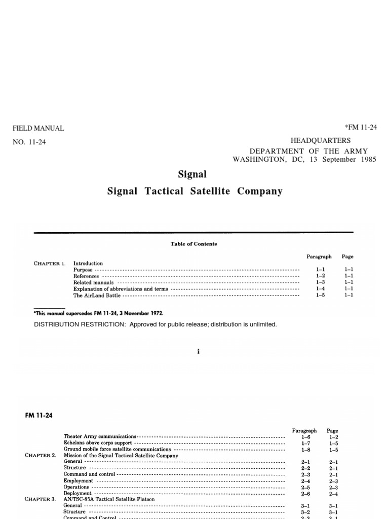 FM 11-24 Signal Tactical Satellite Company | PDF | Non Commissioned ...