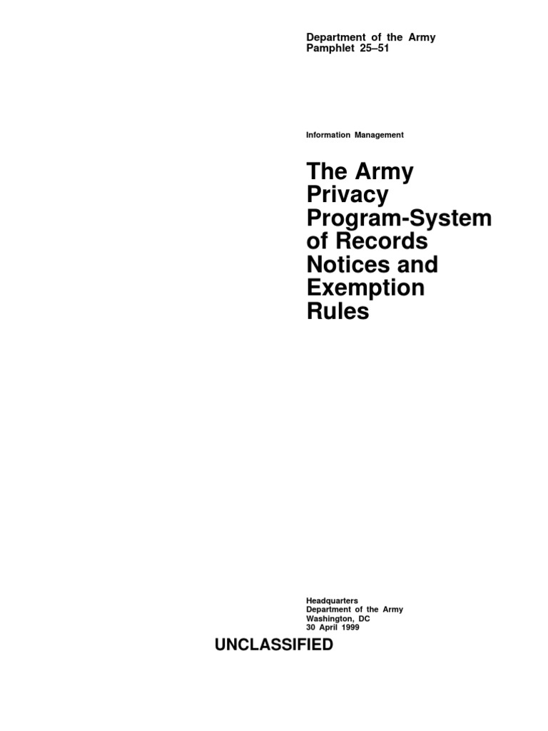 Army Pam 25-51 Army Privacy Program-System of Records, Notices, and ...