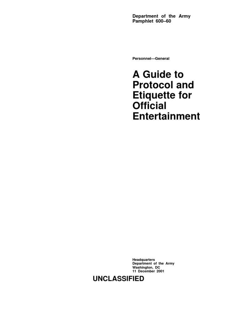 Da Pam 600-60 - A Guide To Protocol | PDF | Etiquette | Officer (Armed Forces)