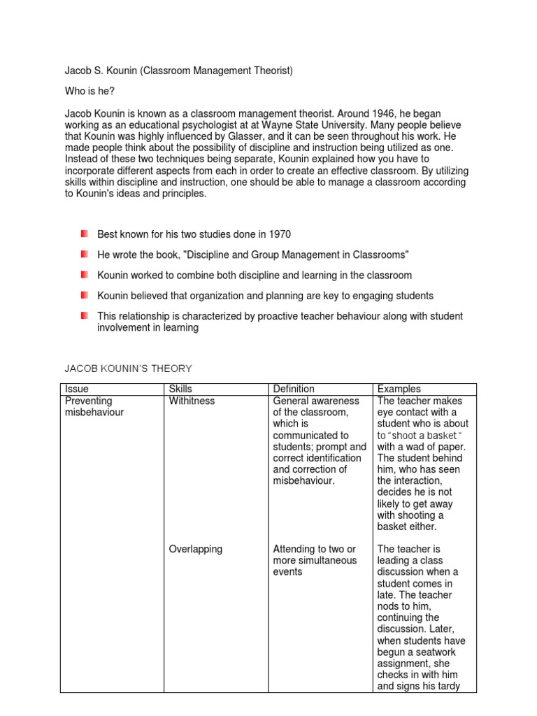 Jacob S. Kounin's Theory | Classroom Management | Classroom
