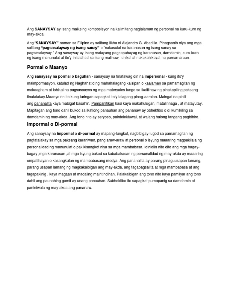 Sanaysay | PDF
