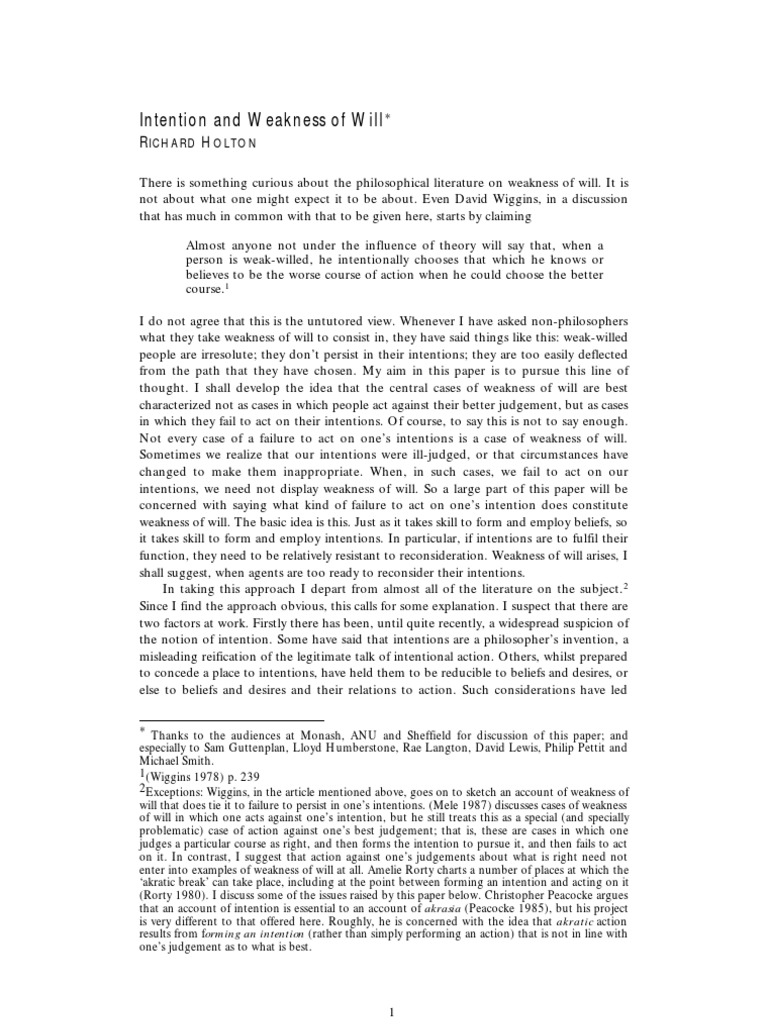Weakness of Will | PDF | Philosophical Theories | Cognitive Science