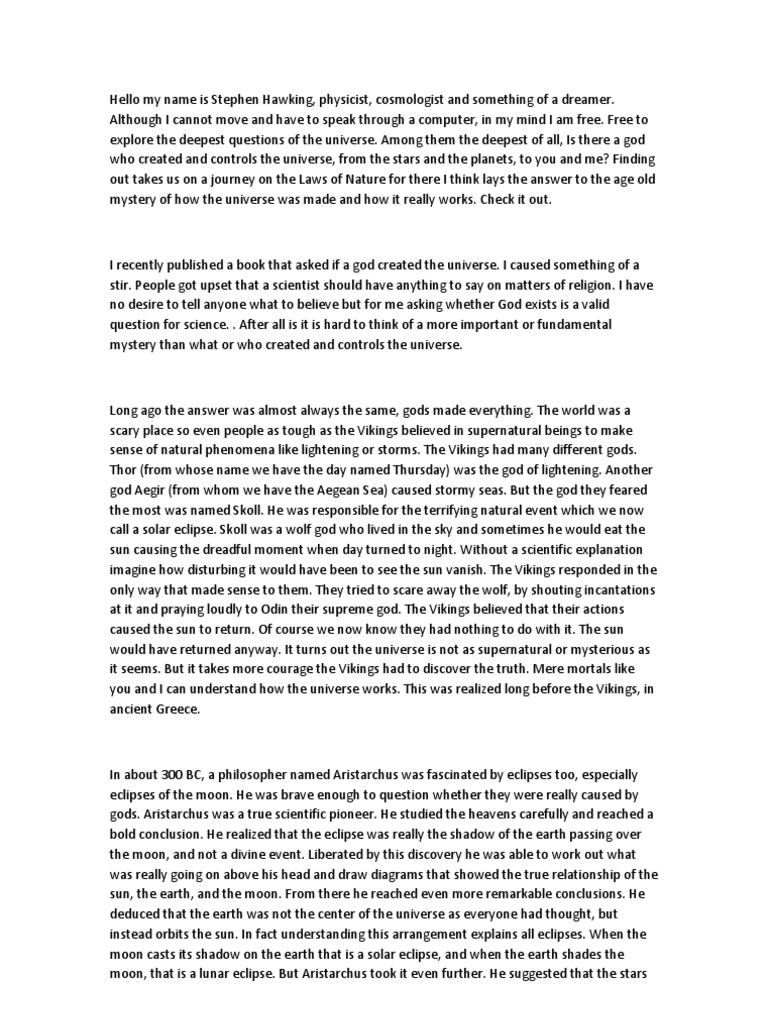 Hello My Name Is Stephen Hawking | PDF | Black Hole | Universe