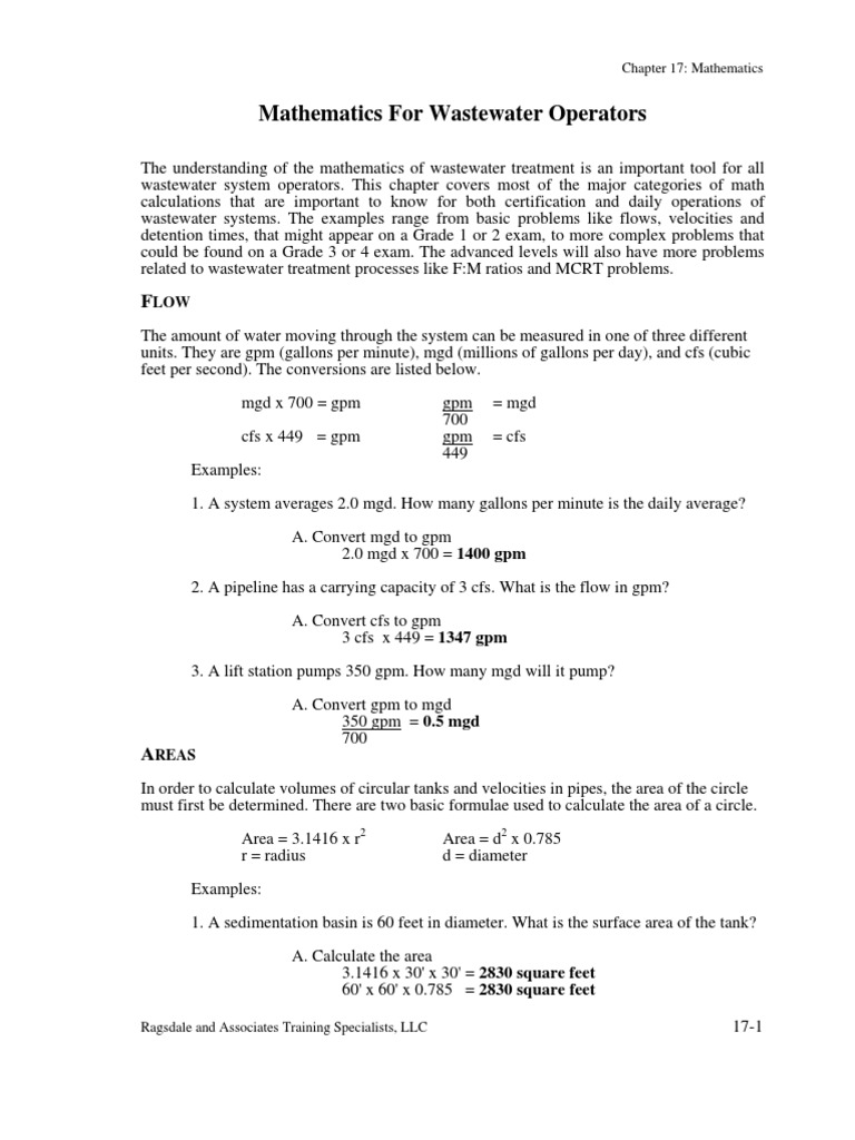Mathematics for Waste water Operators | Horsepower | Volume