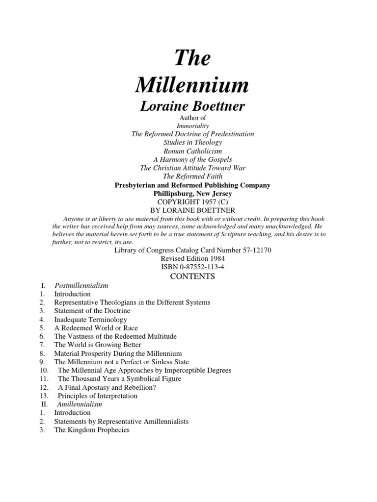 Loraine Boettner Milenio | PDF | Premillennialism | Millennialism