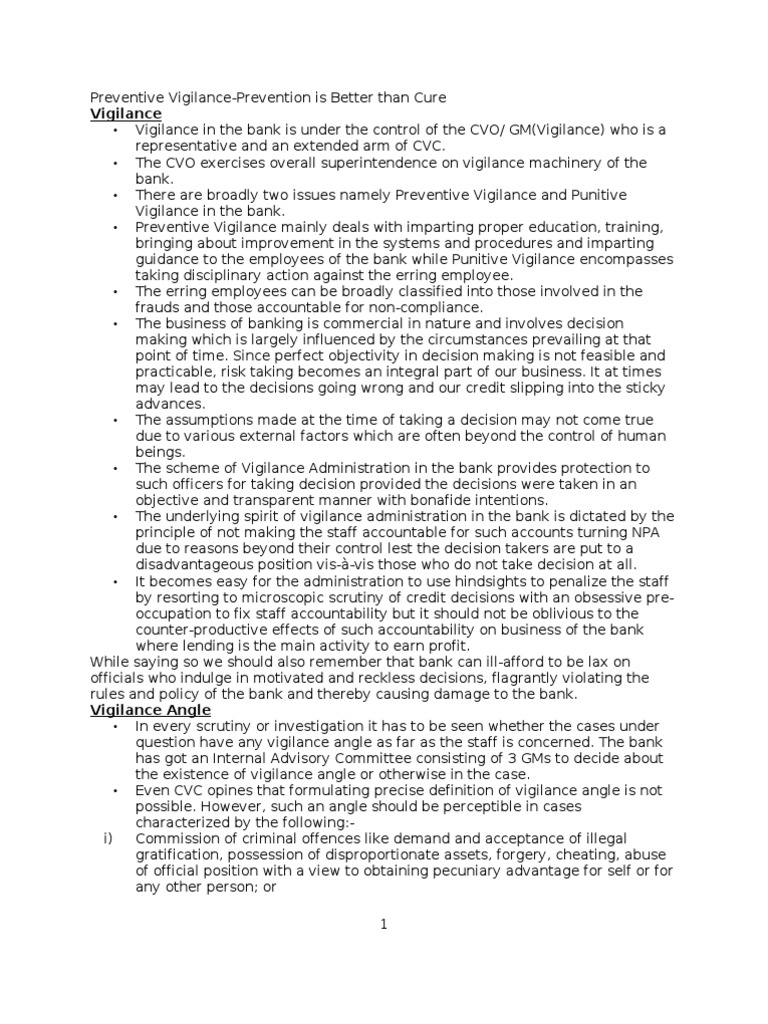 Preventive Vigilance | PDF | Loans | Cheque