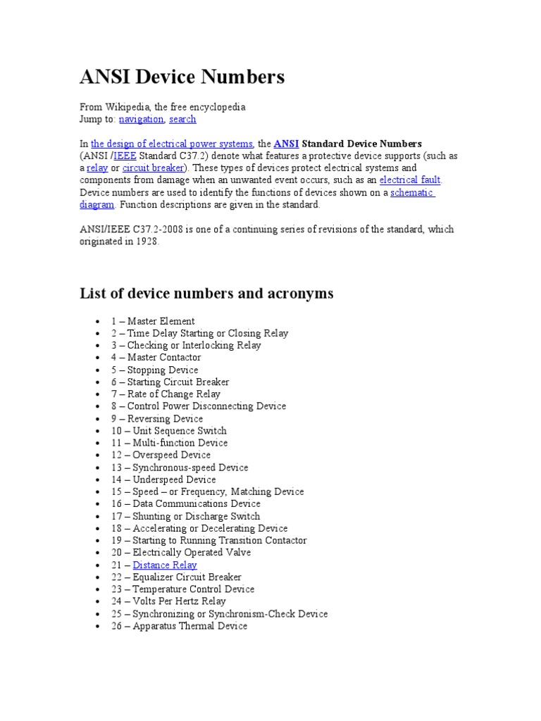 Ansi Codes | PDF | Relay | Switch