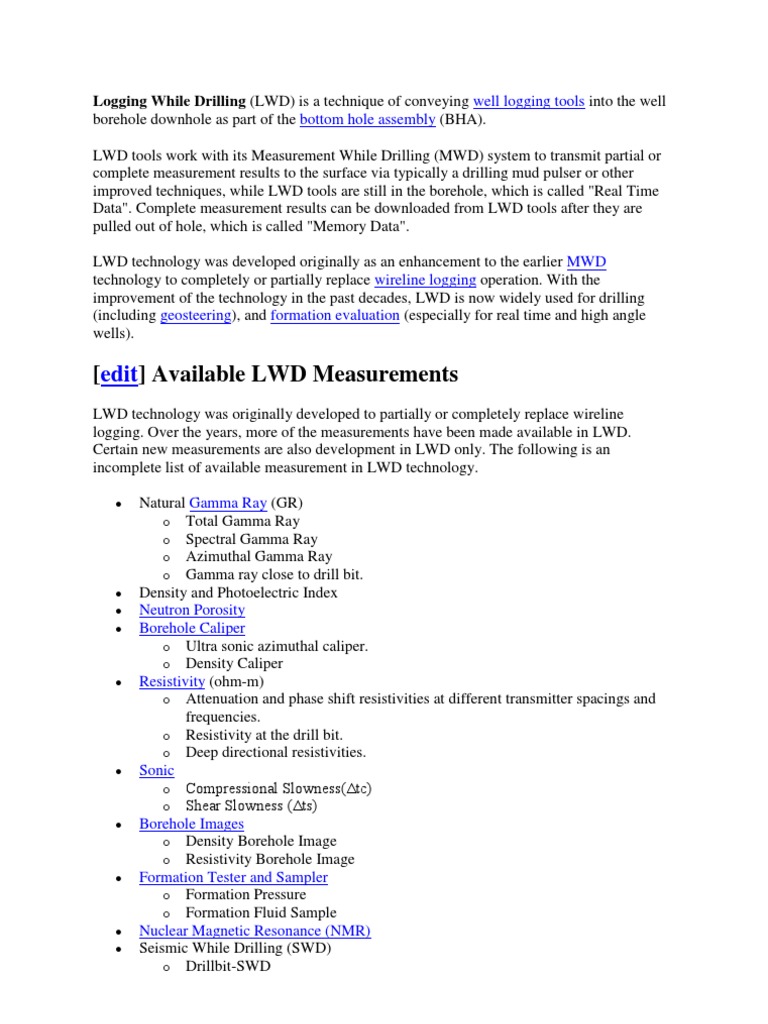 Logging While Drilling | Download Free PDF | Geotechnical Engineering ...