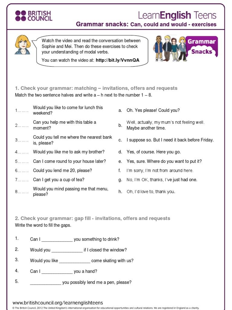 Modal Verbs in Action: Analyzing a Conversation and Grammar Exercises ...