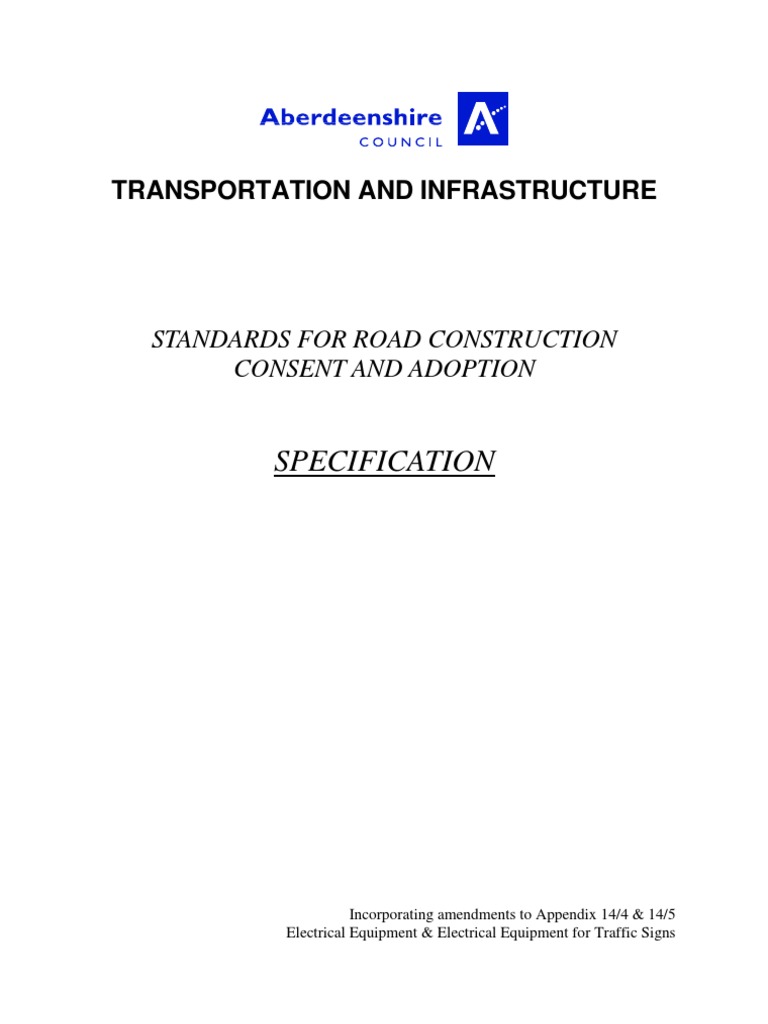 Specification For Standards For Road Construction Consent and Adoption ...
