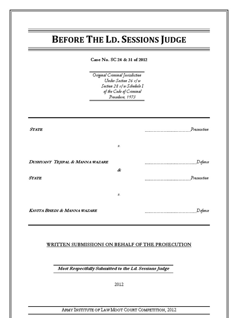 Prosecution Memorial | PDF | Assault | Murder