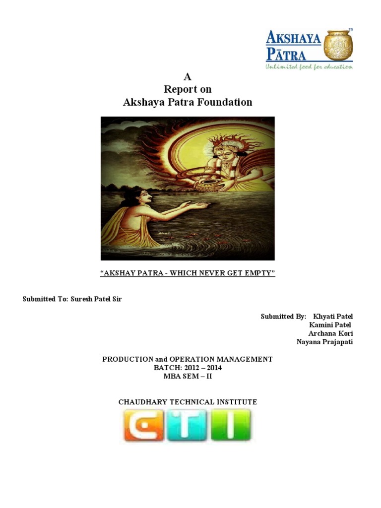 Report Akshay Patra | PDF | Foods | Kitchen