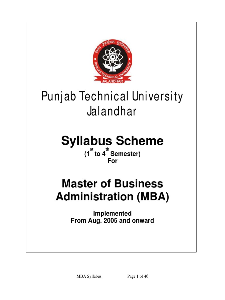 Ptu Dep Mba Syllabus | PDF | Business