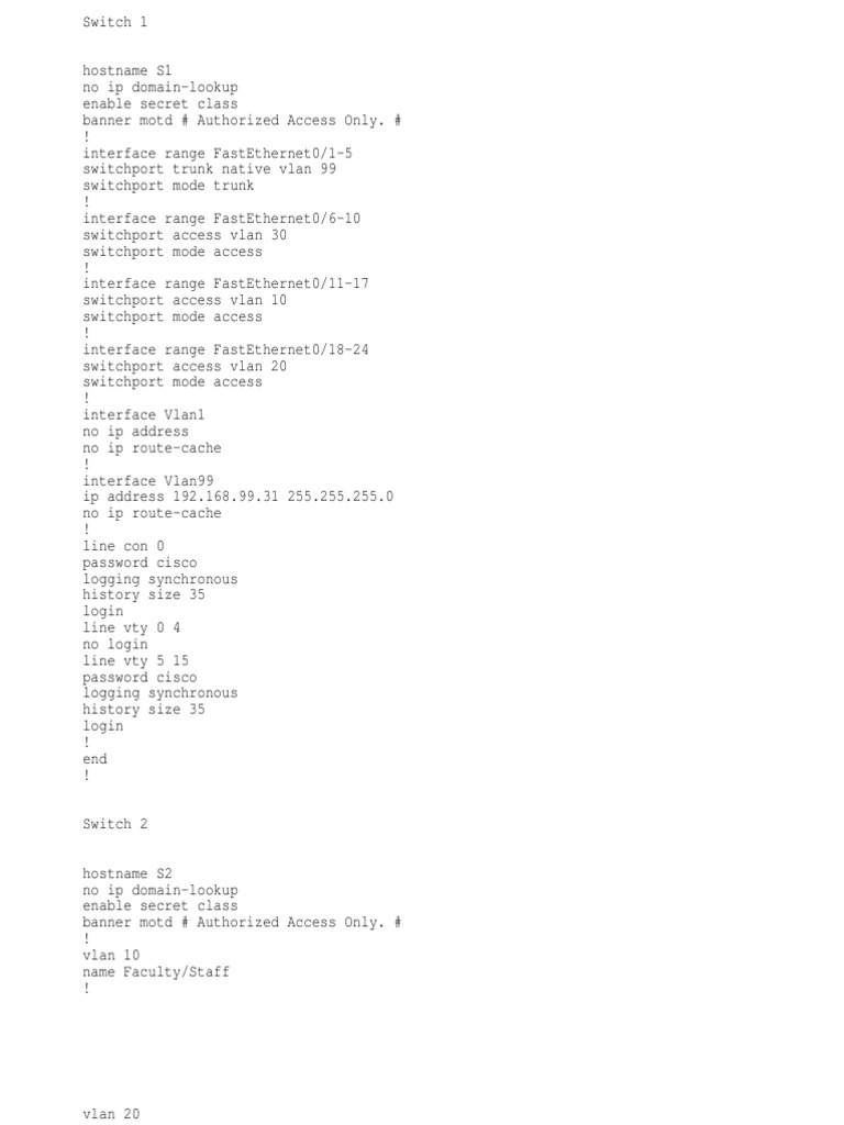 Cisco Script PT 3.6.1 Packetracer Skills Challenge | PDF | Computer ...