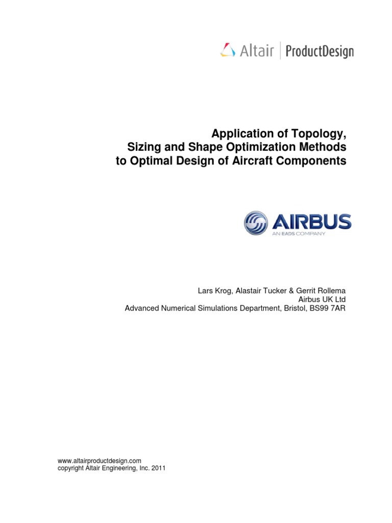 Airbus Application of Topology Sizing and Shape Optimization Methods | PDF
